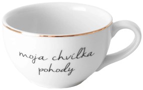 Bella Rose Porcelánový hrnek Moja chvíľka pohody 300 ml - SK, bílá barva, zlatá barva, porcelán