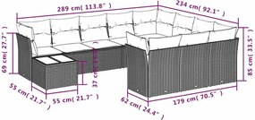 11dílná zahradní sedací souprava s poduškami černá polyratan 3218255