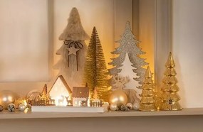 German Světelná LED dekorace "Sob v lese" / dřevo / zlatá / teplá bílá