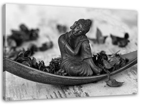 Obraz na plátně Buddha Zen Spa černá a bílá - 120x80 cm