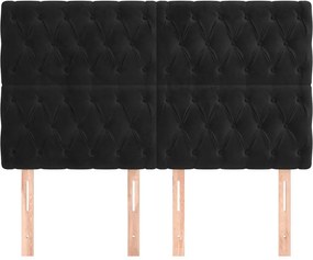 Čelo postele černé 144x7x118/128 cm sametové 3116718