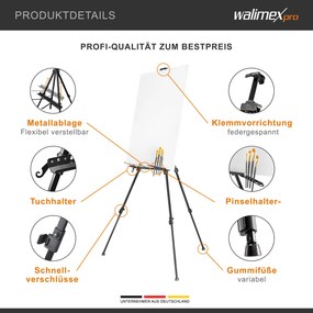 Malířský stojan Walimex pro – 60-180 cm, 140 cm, černá (1021453)
