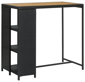 Barový stolek s úložným regálem černý 120x60x110 cm polyratan,  313478