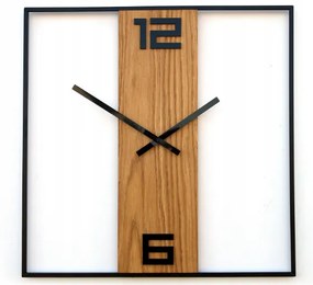M.Clock Velké nástěnné hodiny 49x49cm kovově-dřevěné