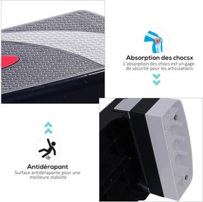HOMCOM Nastavitelný Aerobní Fitness Stupínek s Protiskluzovým Povrchem 78x29x20 cm