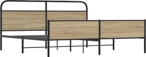 Kovový rám postele bez matrace kouřový dub 150 x 200 cm 3318678