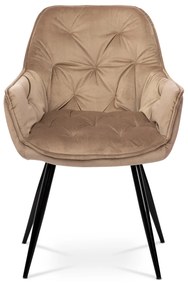 AUTRONIC Jídelní židle, potah cappuc sametová látka, kovová 4nohá podnož, černý lak
