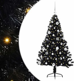 Umělý osvětlený vánoční stromeček Černá 150 cm PVC 3397133