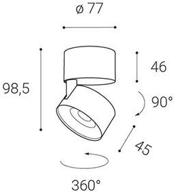 LED2 KLIP ON, stropní LED svítidlo, 2700K, černé/bílé Typ svítidla: Stmívatelné TRIAC, Barevná teplota: Teplá bílá, 2700 K