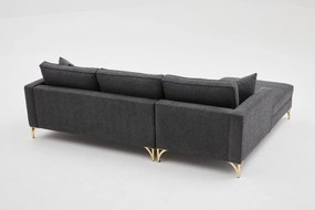 Hanah Home Rohová pohovka BERLIN antracitová se zlatou levá 258 cm 825BLC2805