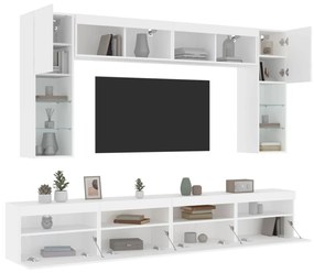 8dílná obývací stěna s LED osvětlením bílá