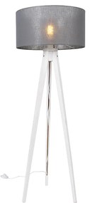 Moderní stojací lampa stativ bílá se šedým odstínem 50 cm - Tripod Classic