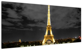 Eiffelova věž v noci - obraz (100x40cm)