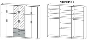 Šatní skříň Hildesheim, 271 cm, dub sonoma/bílá