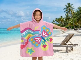Dětské pončo BUTTERFLY růžové 60x120 cm