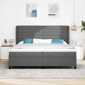 Postel s boxspringem s matrací Tmavě šedá 200 x 200 cm textil 3340523
