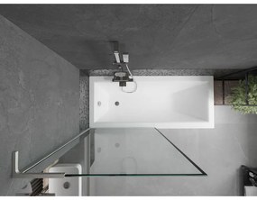 Mexen Next L, 1-křídlová vanová zástěna 90 x 150 cm, 6mm čiré sklo-černý vzor, ​​6mm čiré sklo, profil broušená ocel, 895-090-000-03-70-97