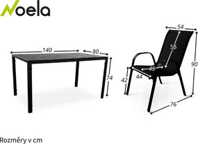 Noela Zahradní jídelní set Viking L + 4x kovová židle Ramada