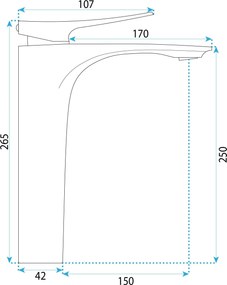 Rea Vision Premium, vysoká umyvadlová baterie h-265, chromová, REA-B6344