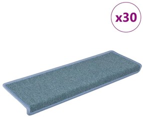 Schodové rohože 30 ks 65 x 21 x 4 cm mořská modrá s obdélníkovým okrajem 3365774