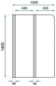 Dvoudílná vanová zástěna REA AGAT-2 100 cm, chrom/transparent