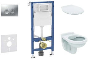 Geberit Duofix - Set předstěnové instalace, klozetu Alpha a sedátka, tlačítko Delta21, matný chrom SANI11CD2142