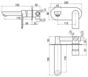 Slezák - RAV Umyvadlová baterie podomítková s tělesem NIL - , Černá mat