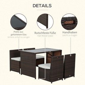 Outsunny polyratanový zahradní set 5 ks zahradní nábytek lounge set, odolný proti povětrnostním vlivům a elegantní pro balkon terasu | Aosom.de