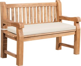 Teaková lavice Jackson s sedací polštář 120 cm + teak – krémová