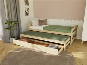 Benlemi Jednolůžková postel SIMPLY 90x200 3v1 s přistýlkou a úložným šuplíkem Zvolte barvu: Pastelově růžová
