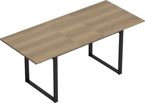 HOMCOM Rozkládací jídelní stůl 140-180 cm pro 6-8 osob, obdélníkový v industriálním designu s ocelovým rámem, hnědý