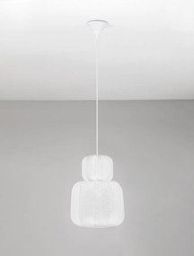 Matně bílé látkové závěsné svítidlo ø 28 cm Delina – Nova Luce