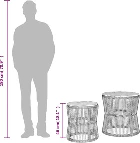 vidaXL Zahradní odkládací stolky 2 ks dřevěná deska polyratan [366291] Barva: Černá