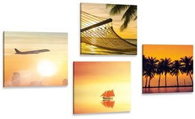 Set obrazů kouzlo dovolené u moře Varianta: 4x 60x60
