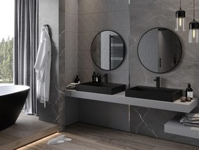Mexen Loft, kulaté koupelnové zrcadlo 75 cm, barva rámu černá matná, 9850-075-075-000-70
