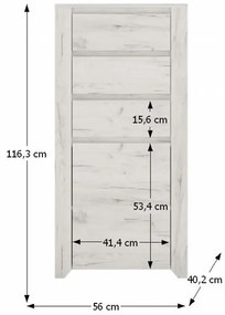 Kondela Komoda typ 35, bílá craft, ANGEL