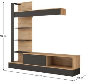 Kondela Obývací stěna, dub riviera/černá, GELUZA