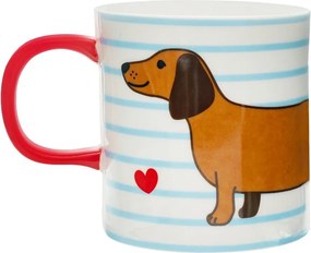 Modro-hnědý porcelánový hrnek 300 ml Sausage Dog – Sass & Belle