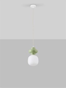Bílé/světle zelené keramické závěsné svítidlo se skleněným stínidlem ø 18 cm Clio – Nova Luce