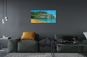 Obraz na skle Španělsko pláž horské městečko 120x60 cm