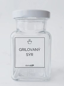 Samolepka na kořenky GRILOVANÝ SÝR průhledná 5 × 5 cm základní písmo