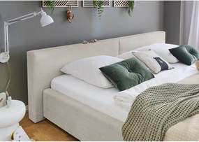 Béžová čalouněná dvoulůžková postel s úložným prostorem s roštem 200x240 cm Cube – Meise Möbel