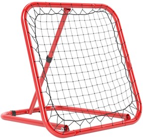 HOMCOM Odrážedlo pro fotbal, skládací fotbalové odražedlo 63 x 63 cm Nastavitelná fotbalová branka pro baseball basketbal, kovová, červená barva