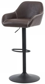 Barová židle hnědá látka v dekoru vintage kůže, chromová podnož AUB-716 BR3