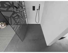 Mexen Kioto L, sprchová zástěna Walk-In 100 x 200 cm, 8mm čiré sklo bílý vzor, ​​grafitový profil, 800-100-103-66-85