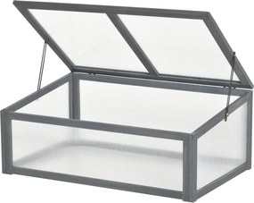 Outsunny Studený Rám Dřevěný, Mini Skleník 100 x 65 x 40 cm, Skleník s Krytem, UV Ochrana, Průsvitný Studený Rám, Zimní Vyvýšený Záhon pro Zahradu, Še