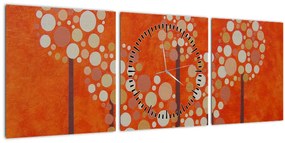 Obraz - Oranžový les (s hodinami) (90x30 cm)