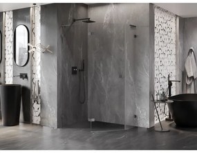 Mexen Lunar, L pětiúhelníkový sprchový kout naklápěcí doleva 100x80 cm, 8mm čiré sklo, profil grafit broušený, 831L-100L-080P-66-00-L