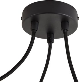 Designové závěsné svítidlo černé se stínidlem s dřevěným potiskem a opálovým sklem 3-světelné - Tulip