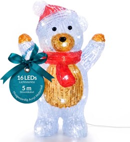 LED akryl figurka Vánoce Teddy stojící